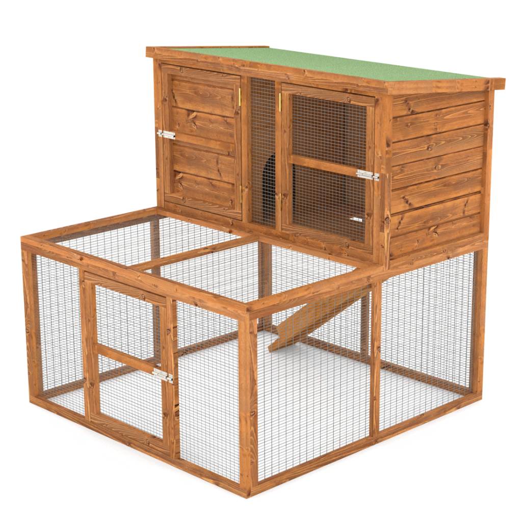 4ft Guinea Pig Hutch & Run | Free Cover + Floor Lining Worth £64.99 ...