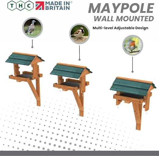 Maypole Wall-Mounted Adjustable Bird Table With Easy Clean Removeable ...